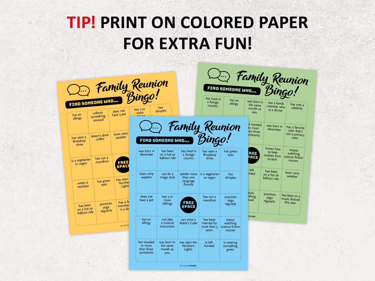 Family Reunion Bingo, 50 Get to Know You Bingo Cards, Family Gathering ...