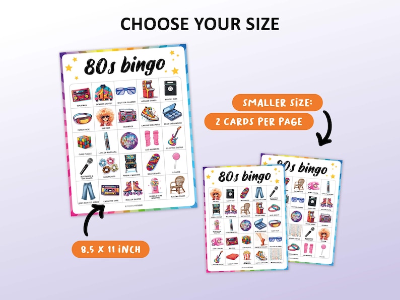 80s Party Bingo, 50 Unique Bingo Cards, Eighties Party Game, Printable ...