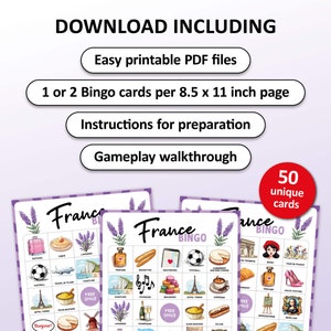 France Travel Bingo Game, 50 Bingo Cards, Travel Trip Vacation ...