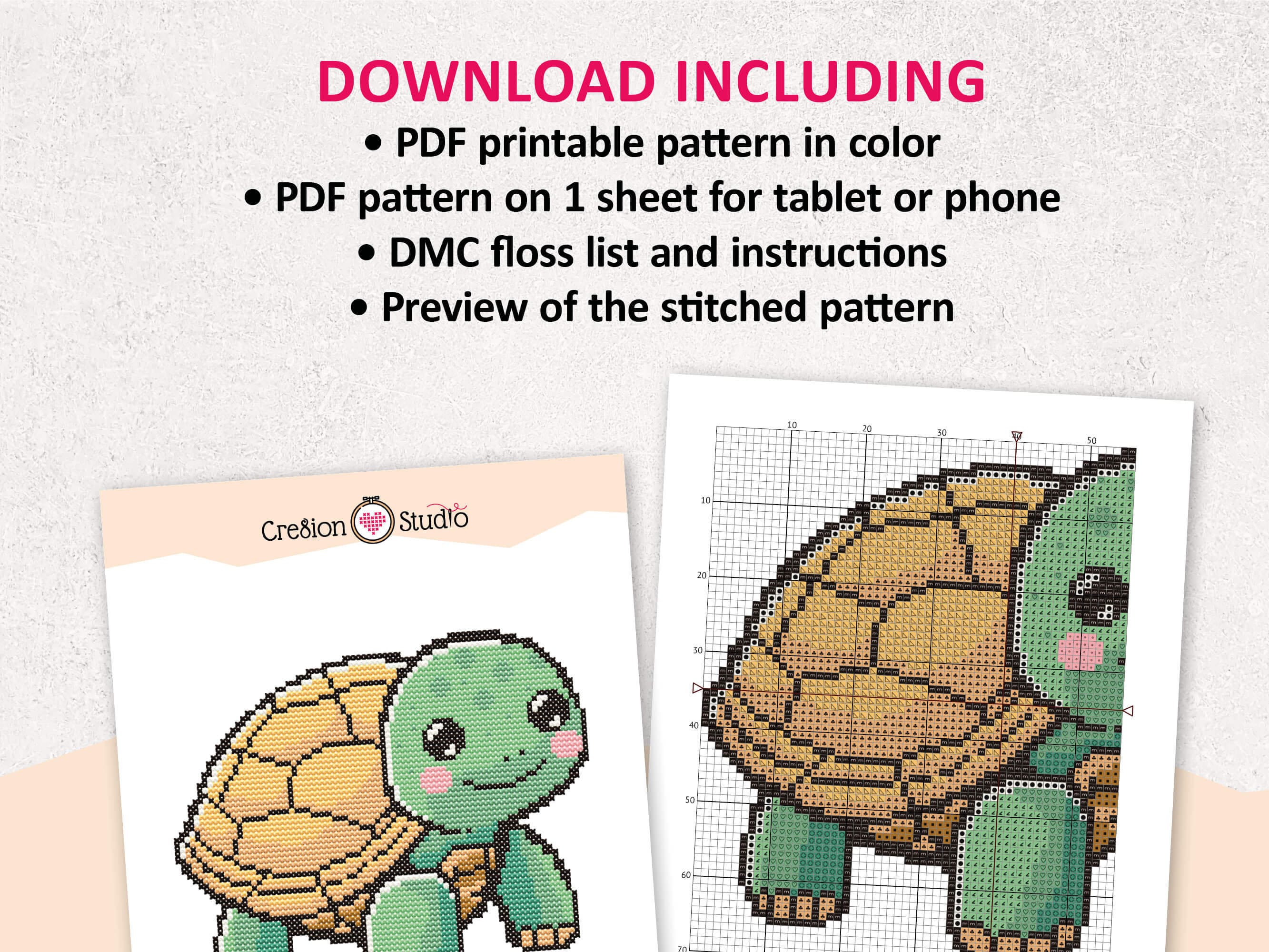 Turtle Counted Cross Stitch Pattern for Beginners, Small Easy Cross ...