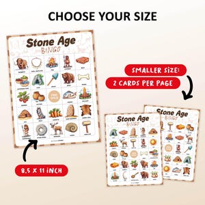 Stone Age Bingo, 50 Bingo Cards, Kids Birthday Party Game, Prehistory ...
