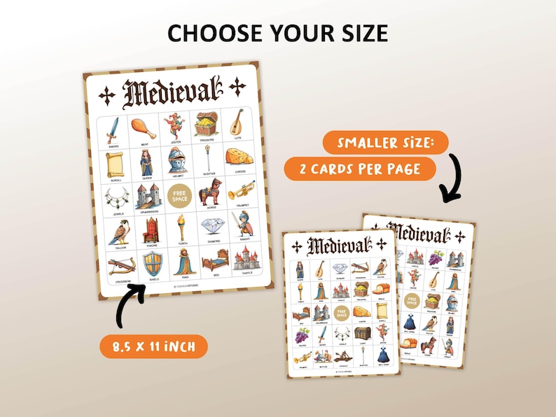 Medieval Bingo, 50 Bingo Cards, Middle Ages Party Game, World History ...