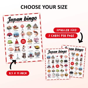 Japan Travel Bingo Game, 50 Bingo Cards, Asia Trip Vacation Activities ...