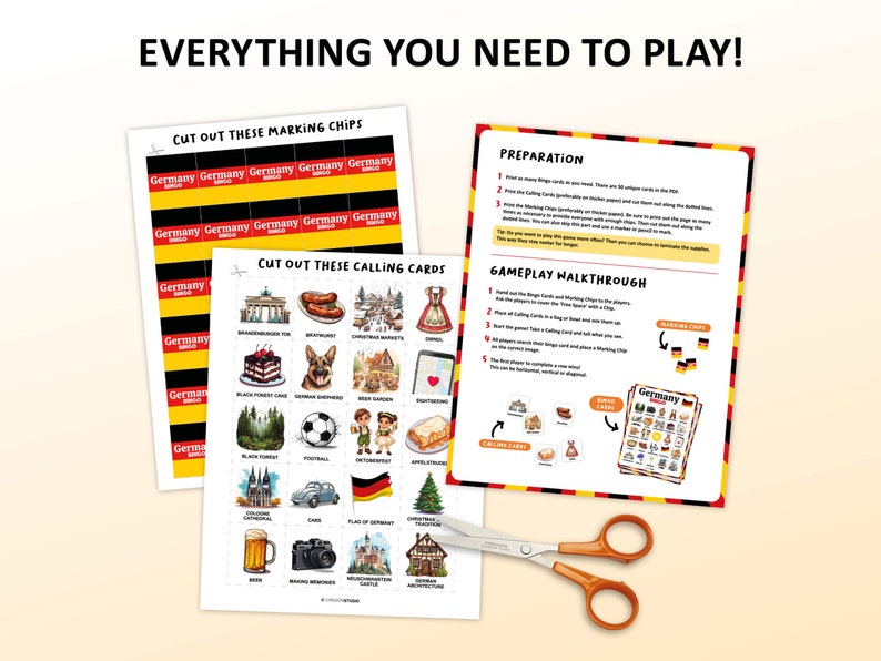 Germany Travel Bingo Game, 50 Bingo Cards, Europe Travel Trip Vacation ...