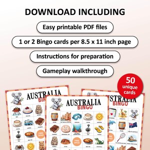 Australia Travel Bingo Game, 50 Bingo Cards, Australian Trip Vacation ...