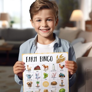 Farm Bingo, 50 Farm Bingo Cards, Birthday Activities, Kids Harvest ...