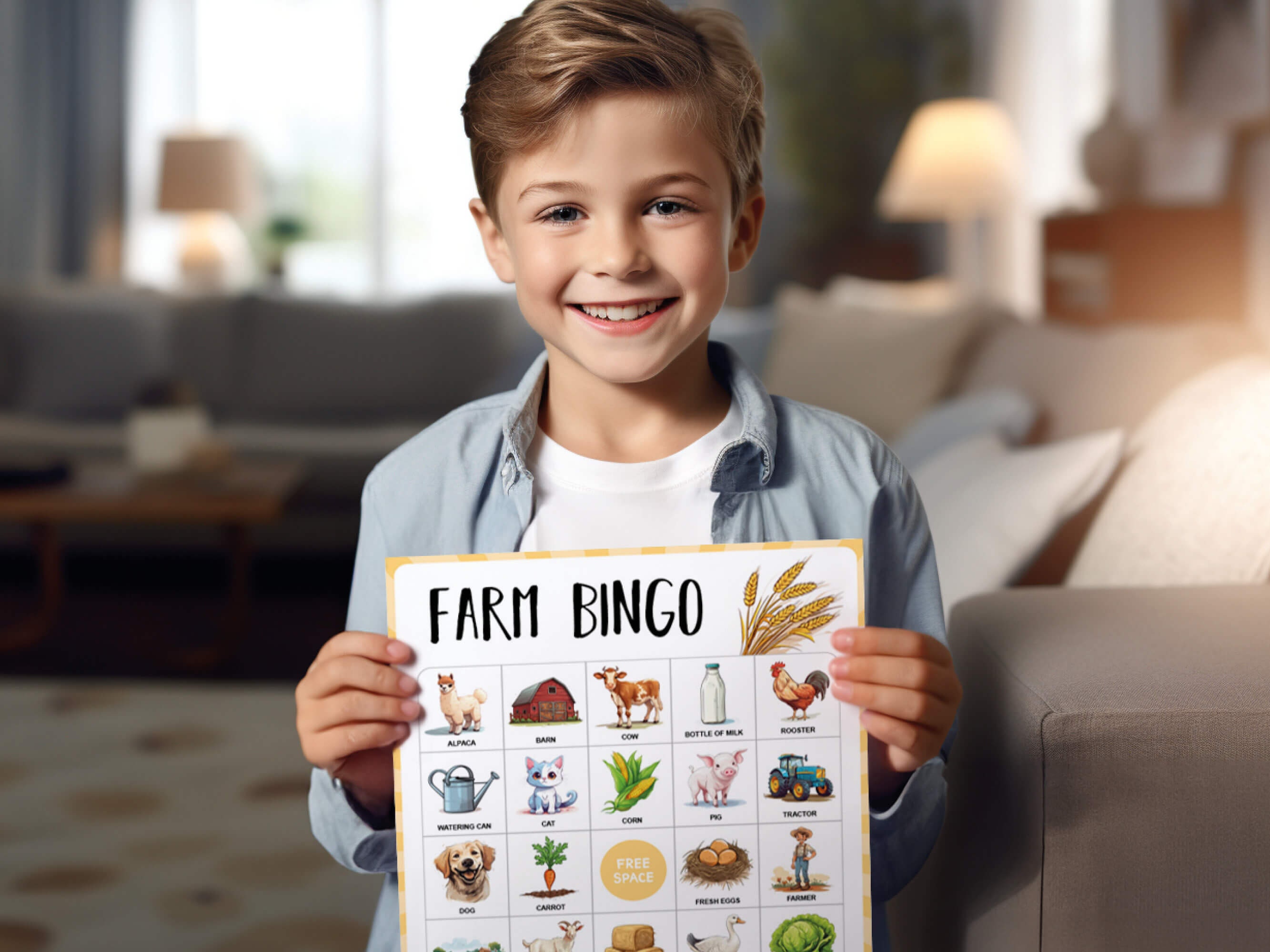 Farm Bingo, 50 Farm Bingo Cards, Birthday Activities, Kids Harvest ...