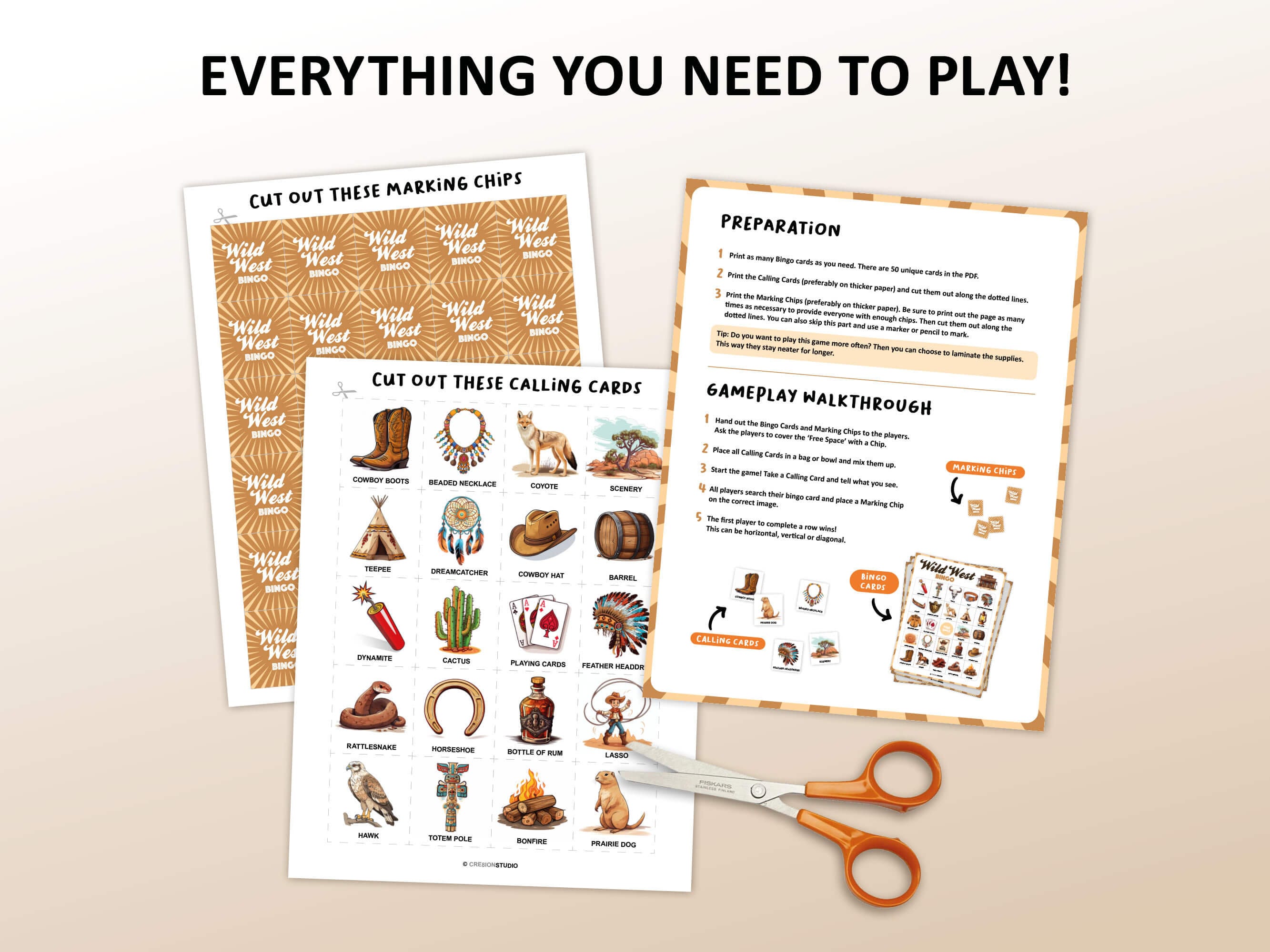 Wild West Bingo, 50 Bingo Cards, Native American Printable Party Game ...