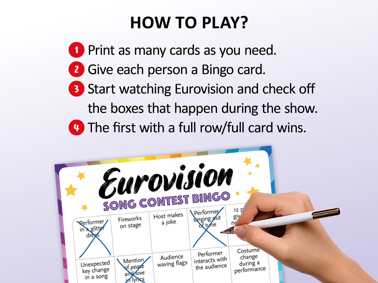 Eurovision Bingo Cards, 2026 Song Contest Printable Party Game ...