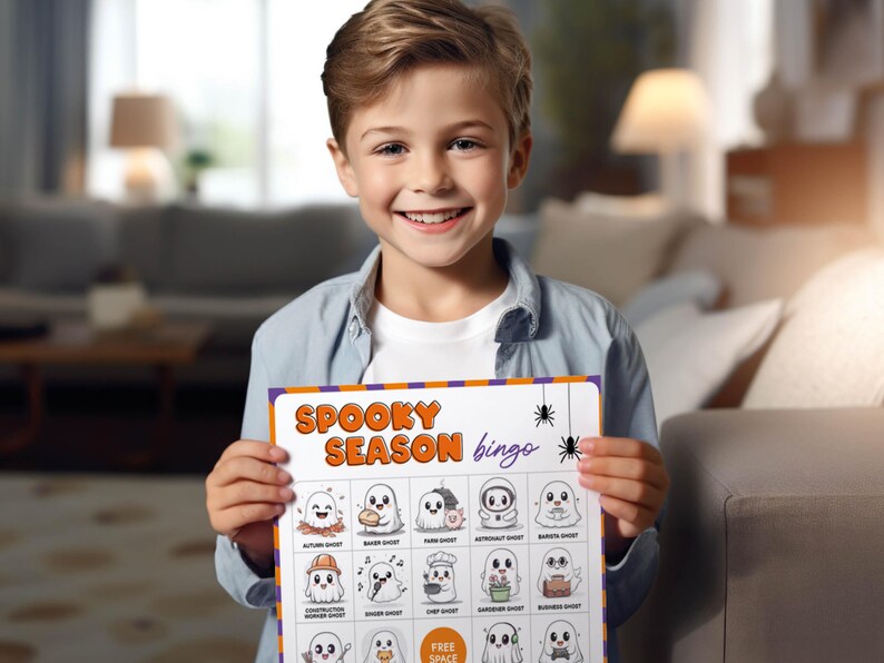 Ghost Halloween Bingo, 50 Spooky Season Bingo Cards, Halloween Activities, Party Game, Ghost ...