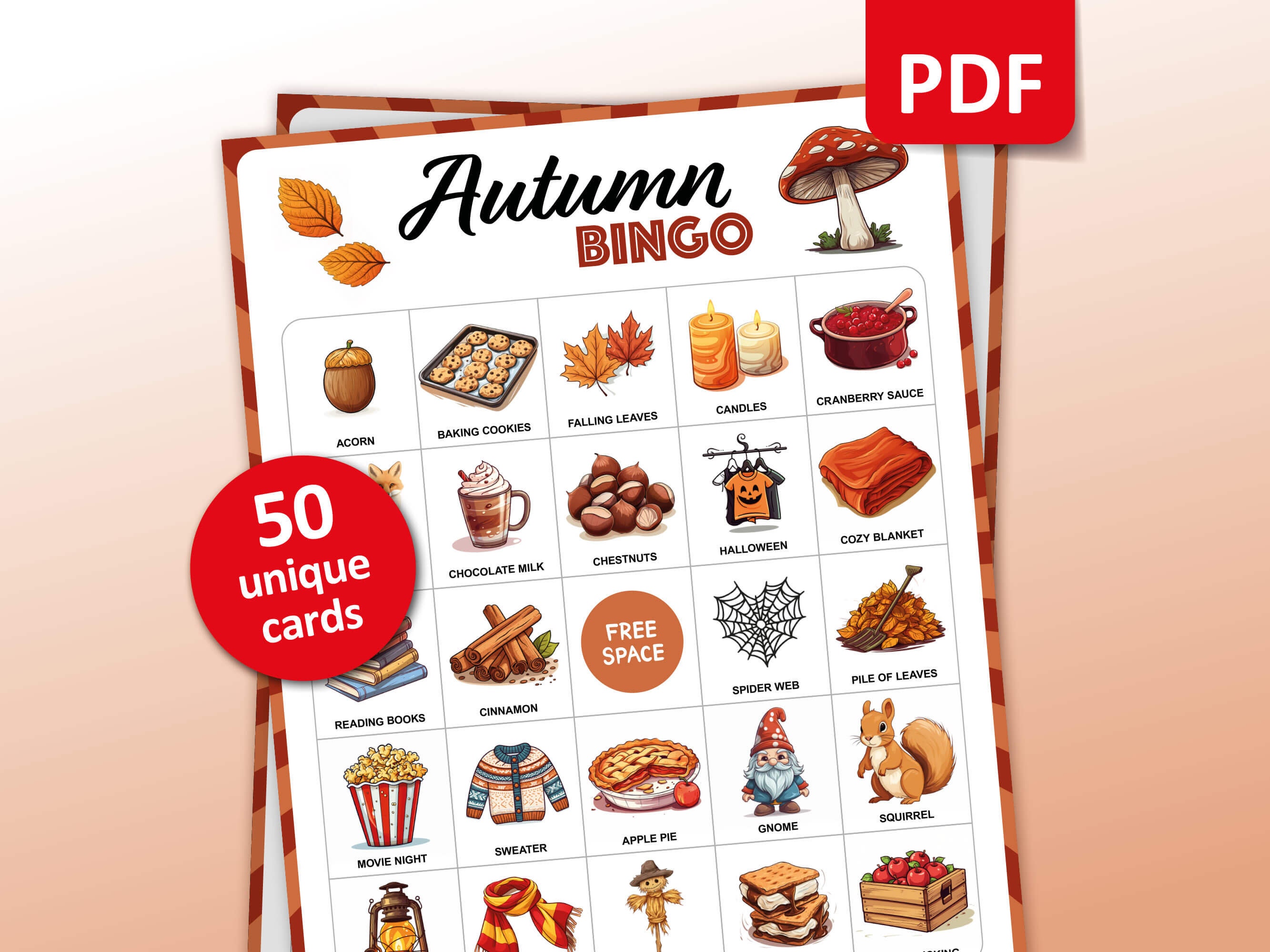 Autumn Bingo, 50 Autumn Bingo Cards, Birthday Activities, Kids Fall ...
