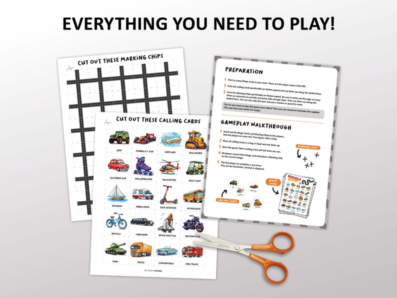 Car Bingo, 50 Birthday Automobile Cards, Birthday Activities, Kids ...