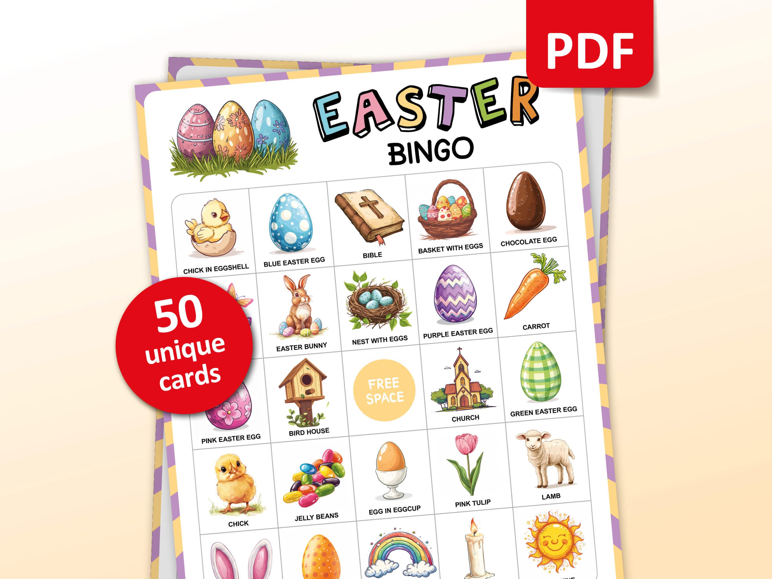 Easter Bingo, 50 Printable Bingo Cards, Easter Party Game, Spring ...