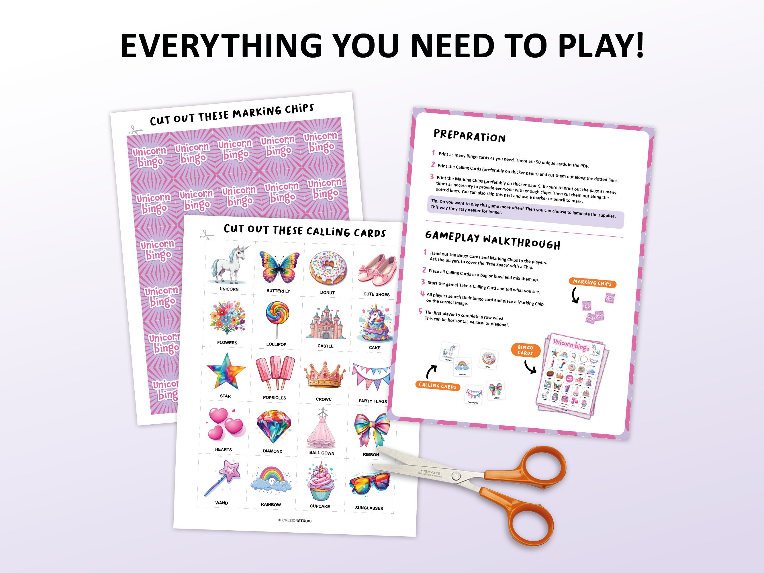 Unicorn Bingo, 50 Rainbow Unicorn Bingo Cards, Birthday Activities ...