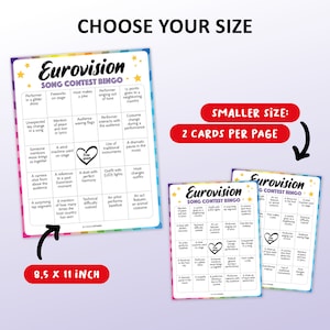 Eurovision Bingo Cards, 2026 Song Contest Printable Party Game ...