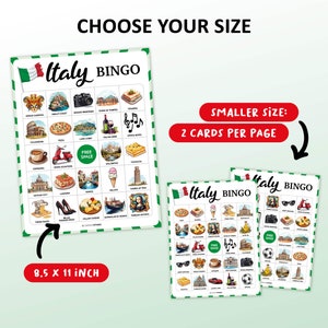 Italy Travel Bingo Game, 50 Italy Bingo Cards, Travel Trip Vacation ...