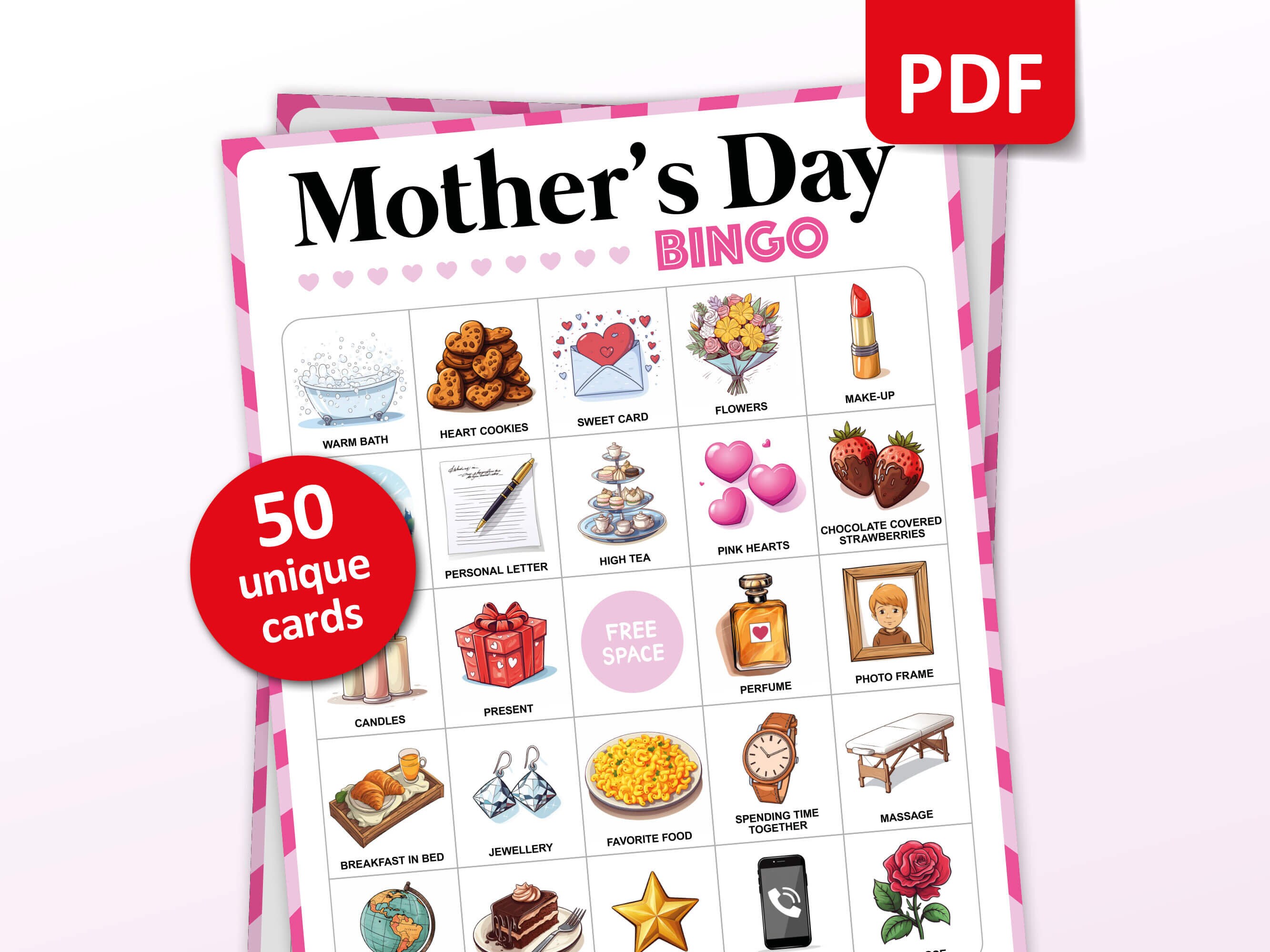 Mother's Day Bingo Game, 50 Bingo Cards, Mother's Day Activities ...