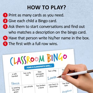 Classroom Bingo Game, Get to Know You Bingo, 50 Human Bingo Cards, Find ...