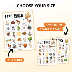 Farm Bingo, 50 Farm Bingo Cards, Birthday Activities, Kids Harvest ...