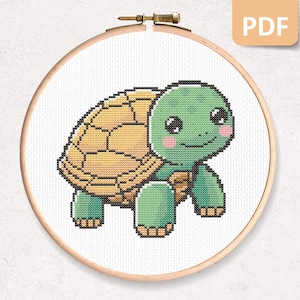Turtle Counted Cross Stitch Pattern for Beginners, Small Easy Cross ...