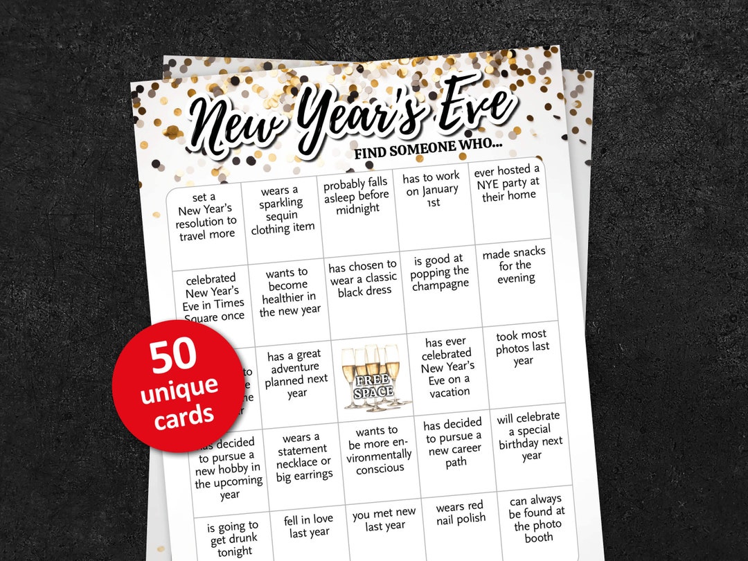 New Year's Eve Bingo for Adults, Printable New Year's Eve Party Games ...