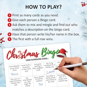 Christmas Bingo for Adults, Printable Christmas Party Games, Find the ...