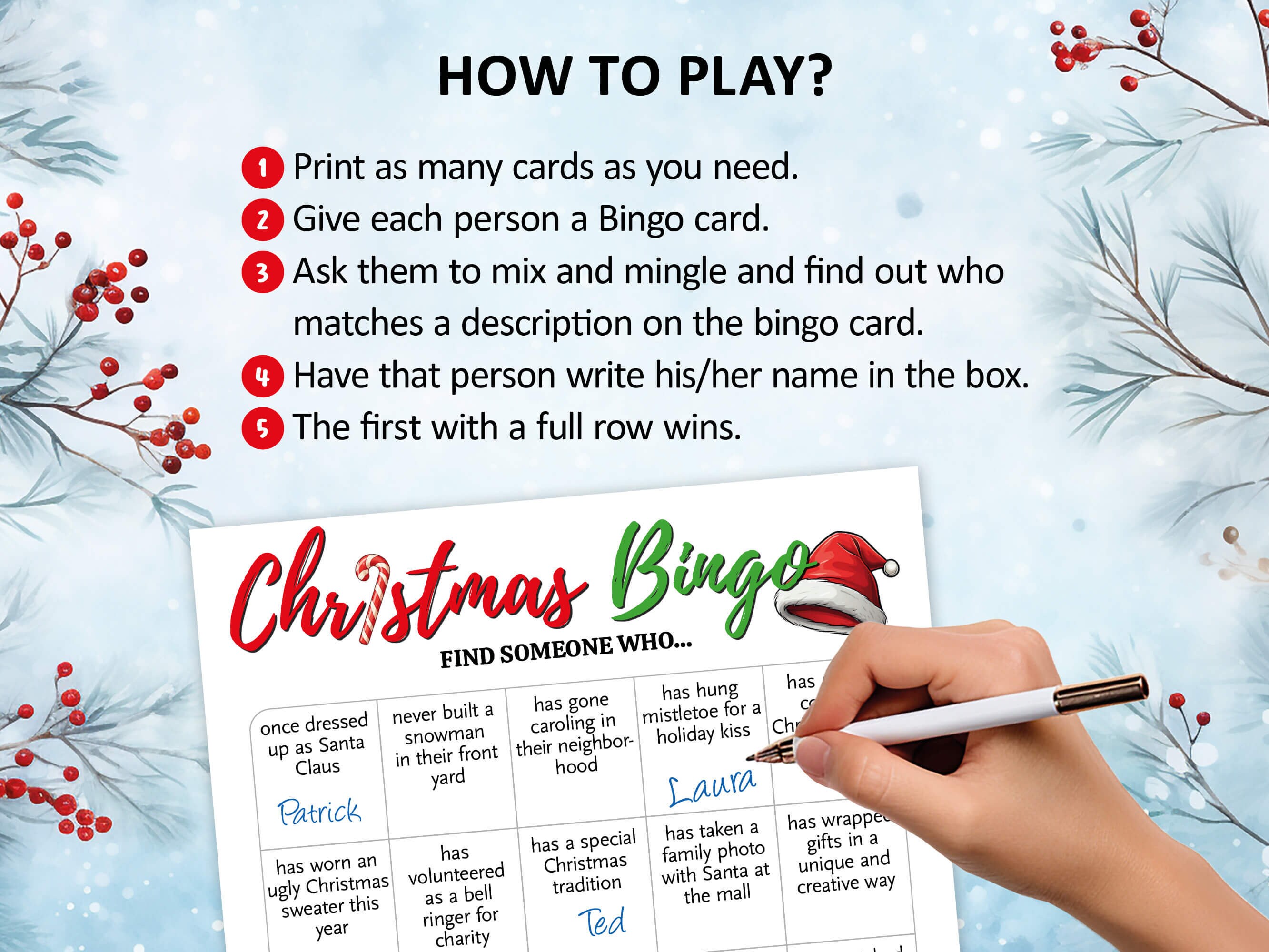 Christmas Bingo for Adults, Printable Christmas Party Games, Find the ...