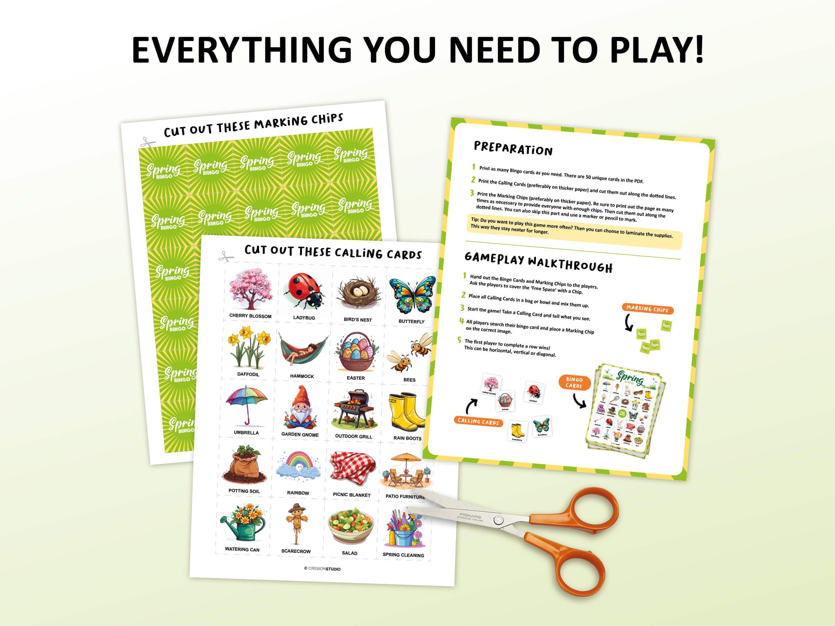 Spring Bingo, 50 Bingo Cards, Birthday Activities, Kids Party Game ...