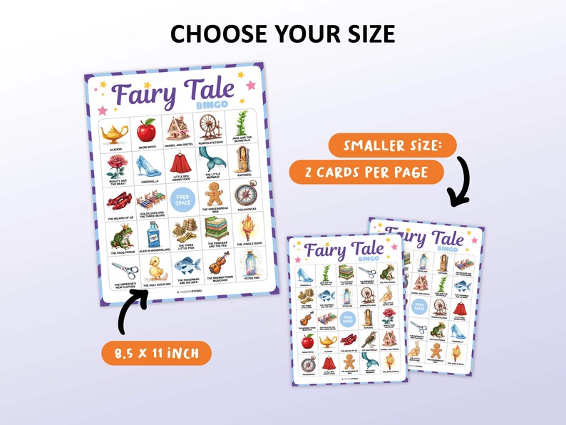 Fairytale Bingo, 50 Bingo Cards, Fairy Tale Party Game, Printable Kids ...