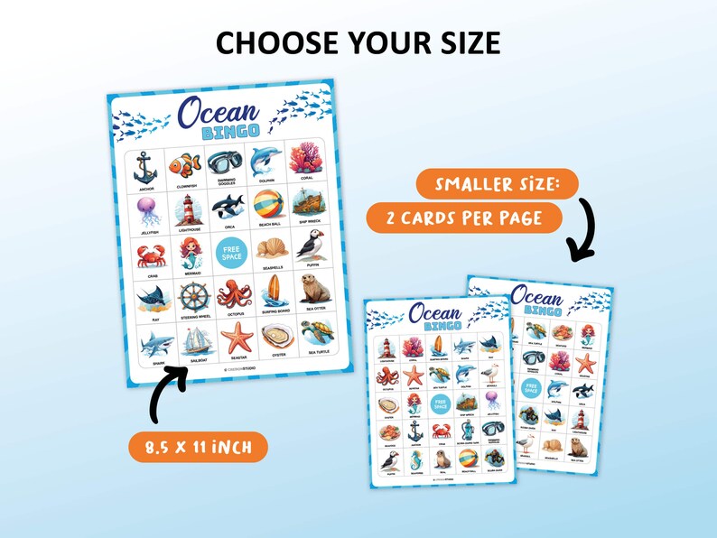 Ocean Bingo, 50 Sea Bingo Cards, Birthday Activities, Kids Underwater ...