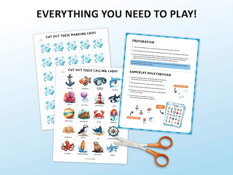 Ocean Bingo, 50 Sea Bingo Cards, Birthday Activities, Kids Underwater ...