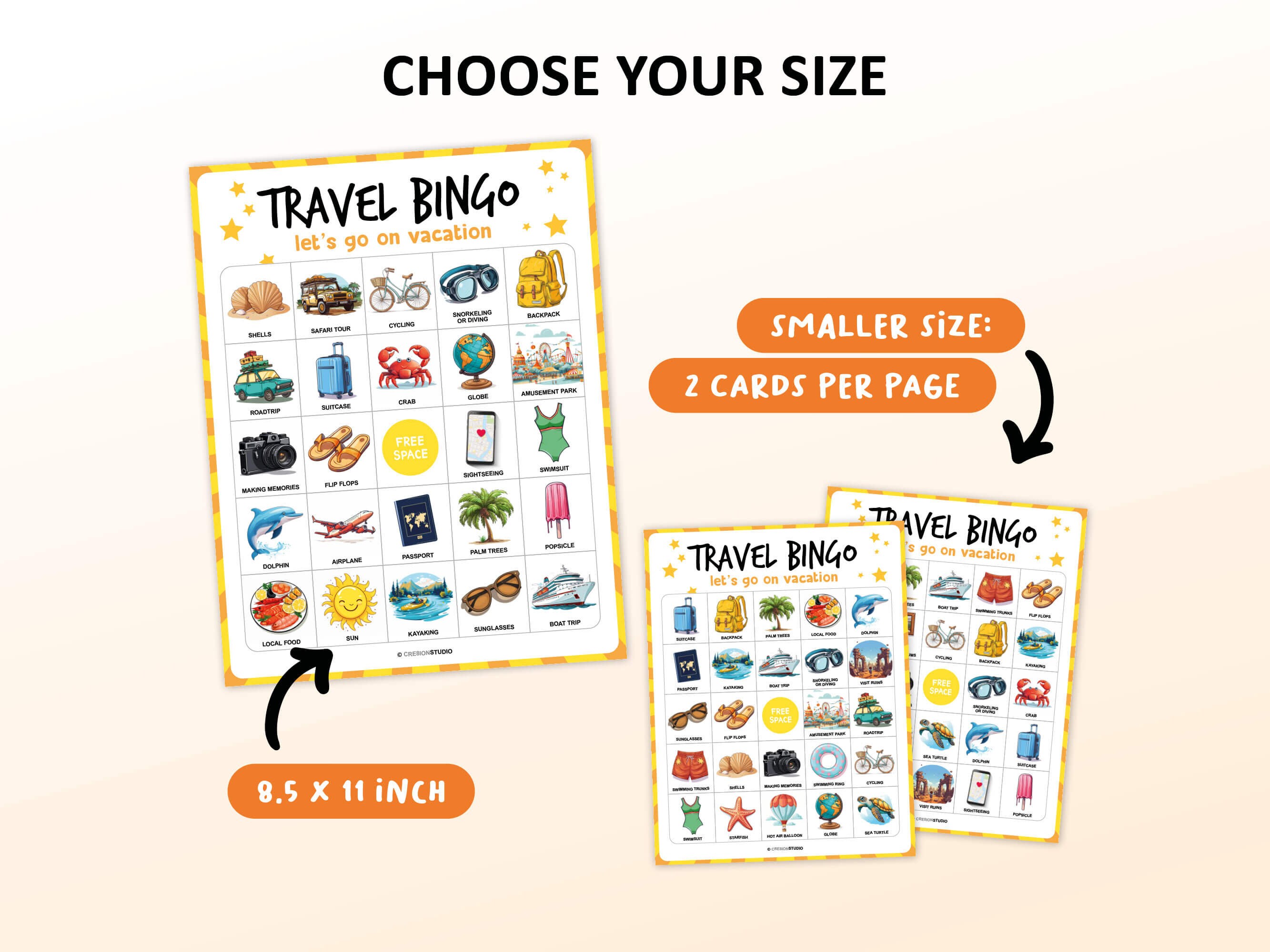 Travel Bingo Game, 50 Travel Bingo Cards, Summer Trip Vacation ...