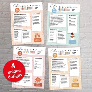 Editable Newsletter Template Bundle, Monthly Classroom Newsletter Set ...
