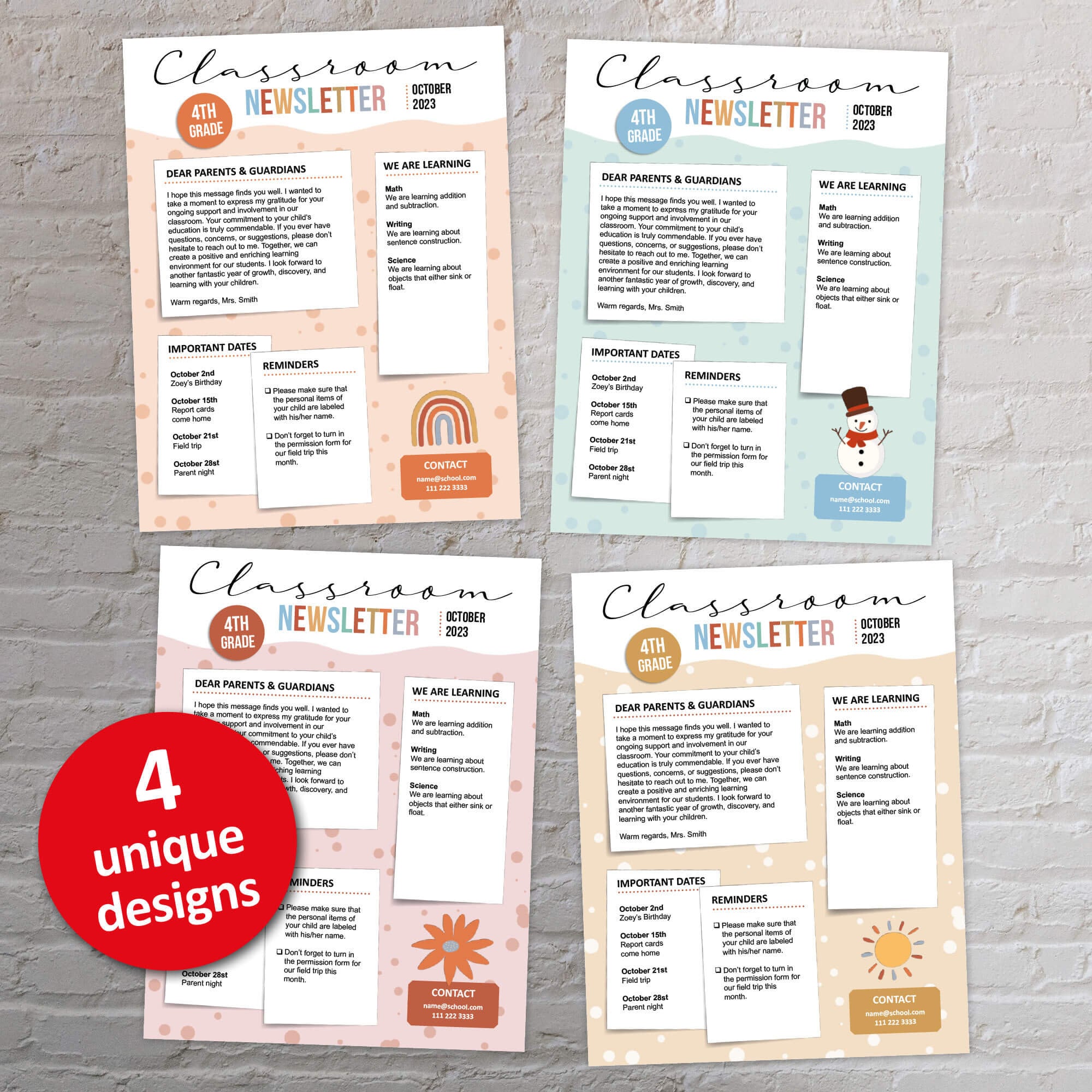 Editable Newsletter Template Bundle Monthly Classroom - Etsy