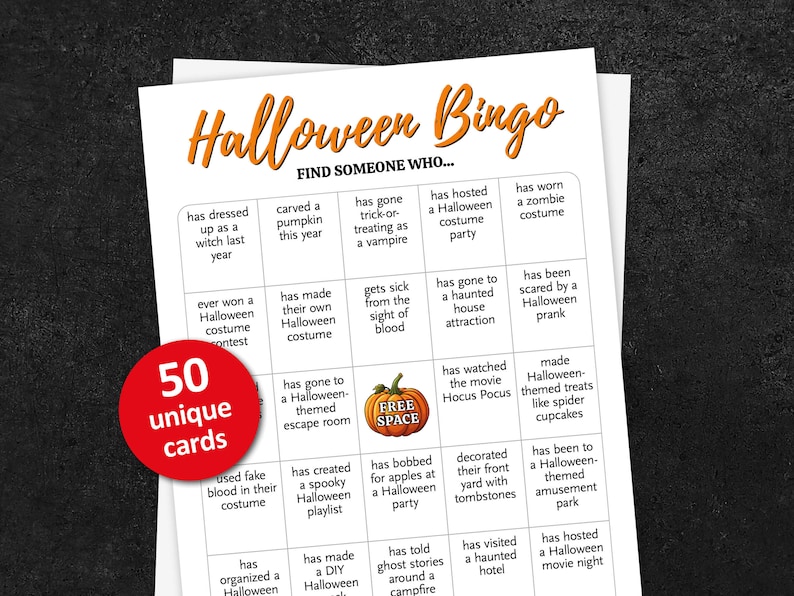 Halloween Bingo for Adults, Printable Halloween Party Games, Find the ...