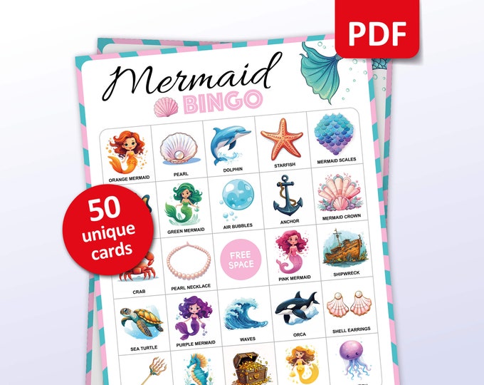 Mermaid Bingo Game, Mermaid Party Games, Mermaid Games - Etsy