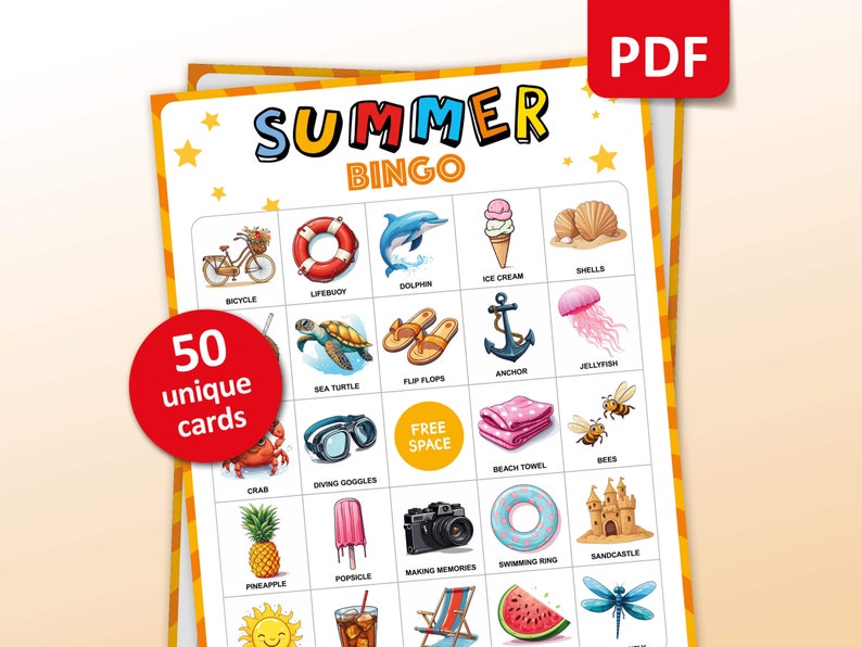 4 Season Bingo Games Set, 50 Bingo Cards per Game, Summer, Spring ...