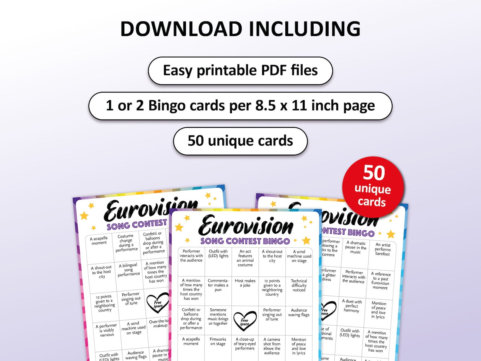 Eurovision Bingo Cards, 2026 Song Contest Printable Party Game ...