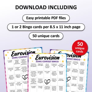 Eurovision Bingo Cards, 2026 Song Contest Printable Party Game ...