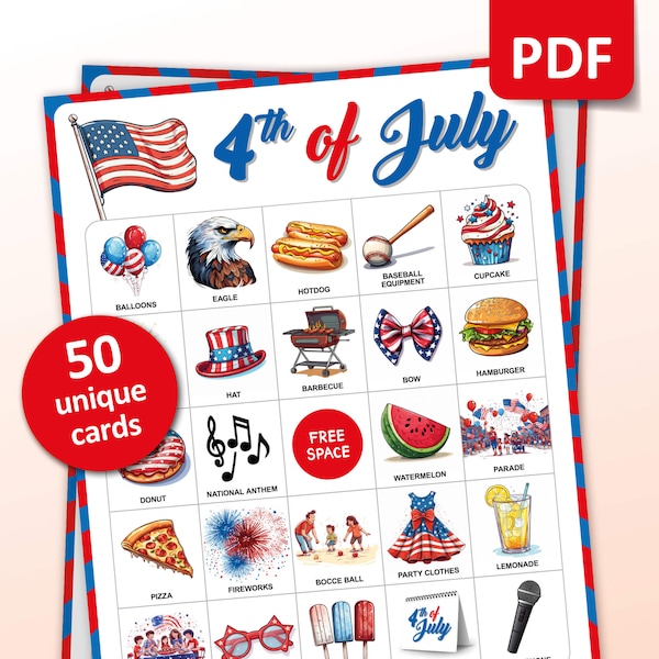 4th of July Bingo - Etsy