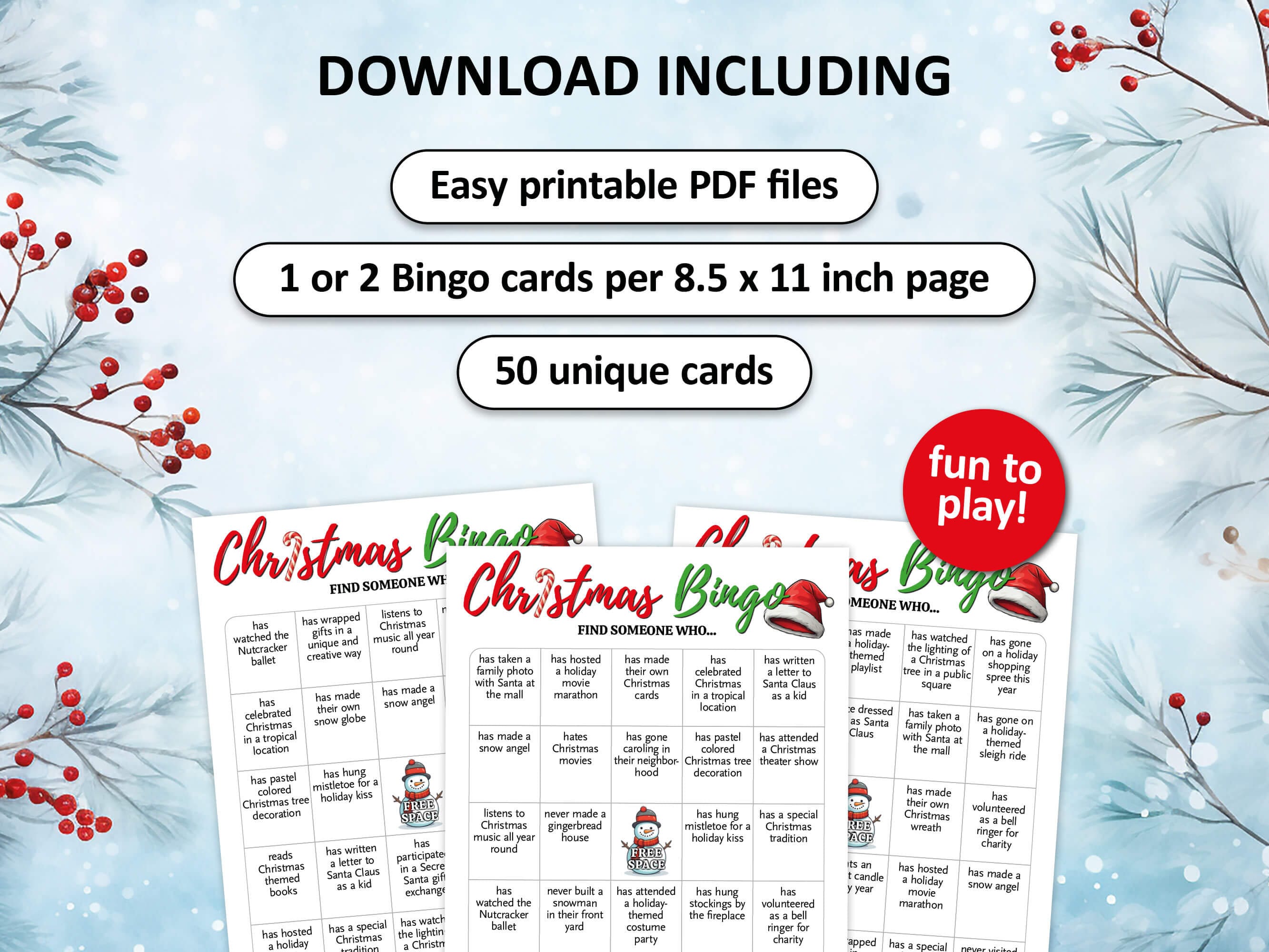 Christmas Bingo for Adults, Printable Christmas Party Games, Find the ...