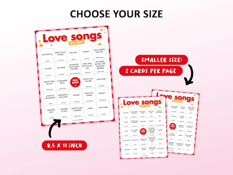 Valentines Day Music Bingo, 100 Bingo Cards + Spotify Playlist ...