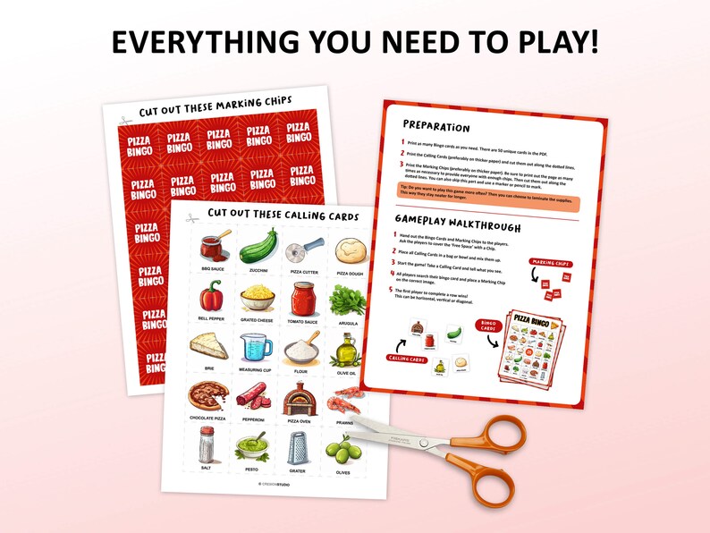 Pizza Party Bingo Game, 50 Pizza Bingo Cards, Dinner Party Activities ...