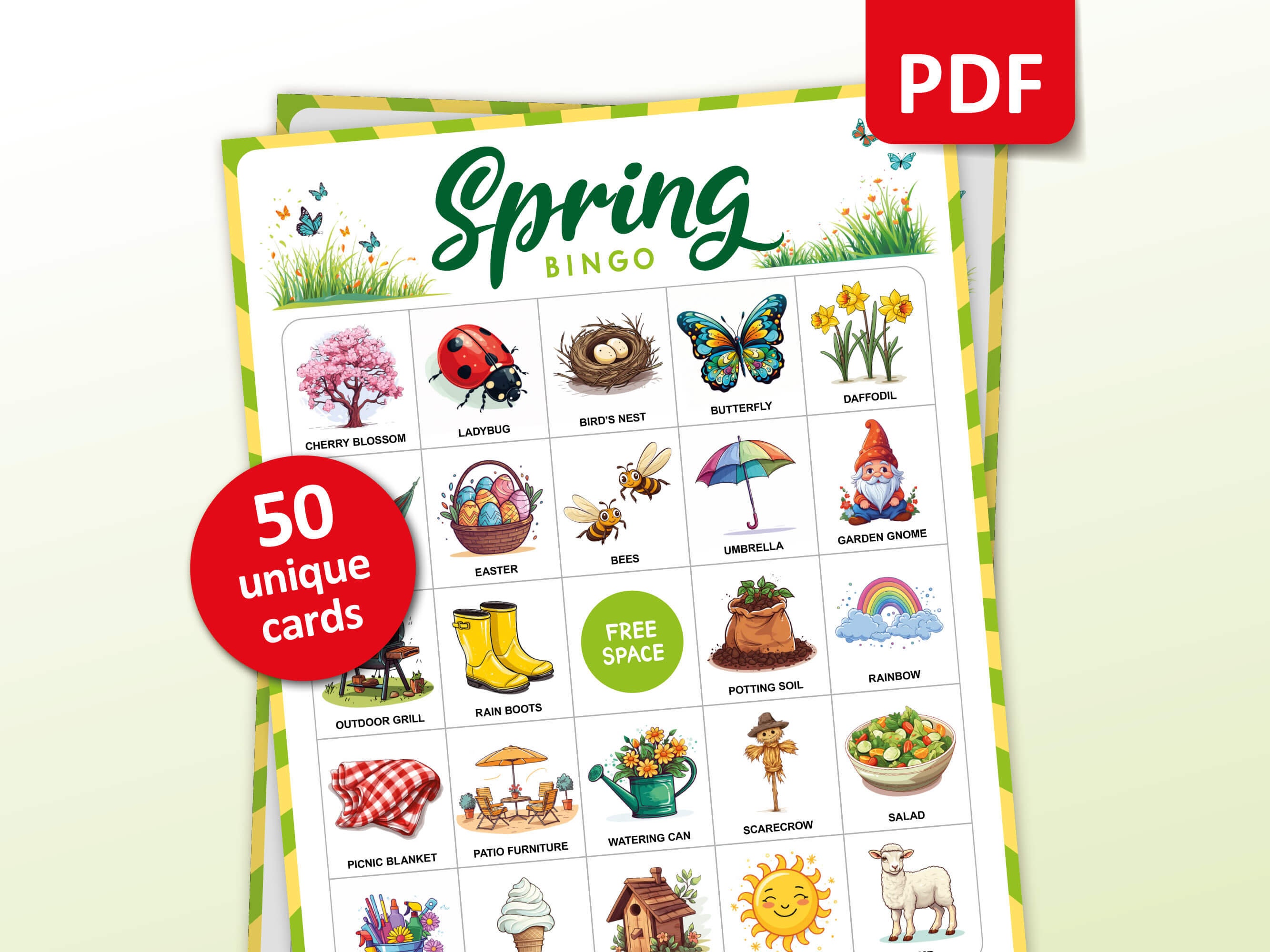 Spring Bingo, 50 Spring Bingo Cards, Birthday Activities, Kids & Adult ...
