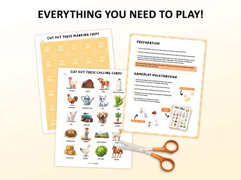 Farm Bingo, 30 Farm Bingo Cards, Birthday Activities, Kids Harvest ...