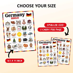 Germany Travel Bingo Game, 50 Bingo Cards, Europe Travel Trip Vacation ...