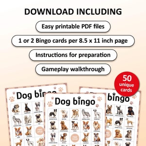Dog Bingo, 50 Dog Bingo Cards, Birthday Activities, Kids Animal Party ...