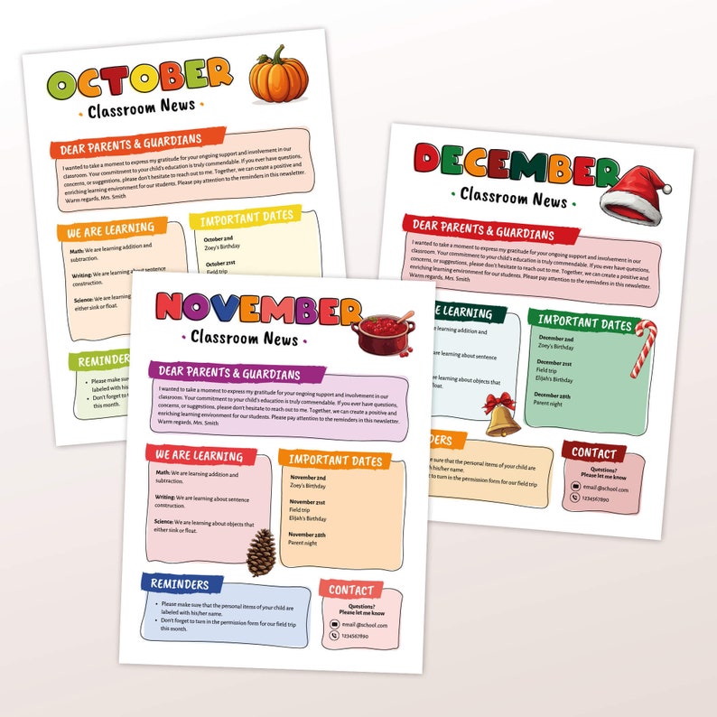 Editable Newsletter Template Canva Monthly Classroom - Etsy Australia