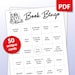 Book Bingo Game, 50 Book Bingo Cards, Book Club Activities, Girls Night ...