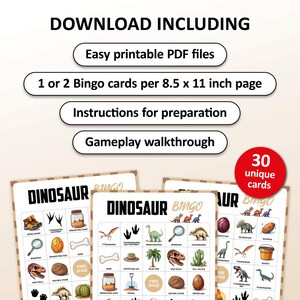 Dinosaur Bingo, 30 Dinosaurs Bingo Cards, Birthday Activitiy, Kids Dino ...